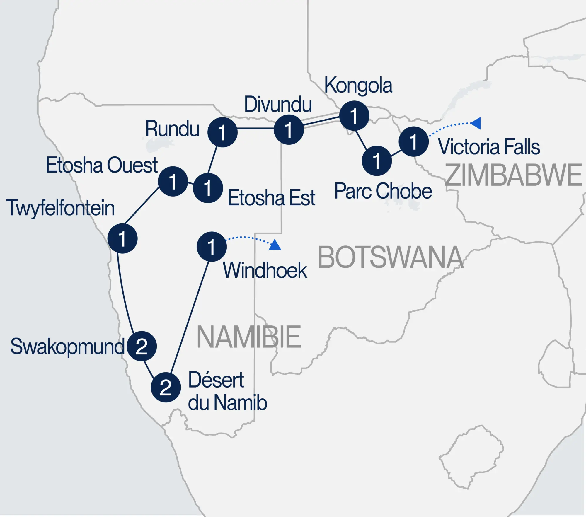 Visions de Namibie, Chutes Victoria et Botswana | Tours Chanteclerc